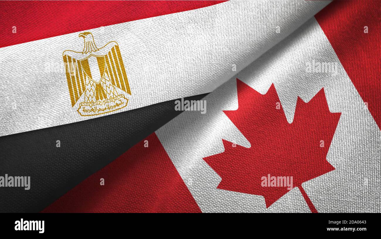 Egypt and Canada two flags textile cloth, fabric texture Stock Photo ...