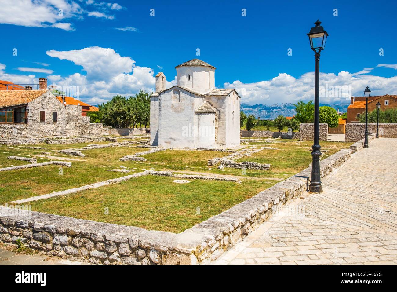 Medieval church of Holy Cross and archaeological site in town of Nin in ...