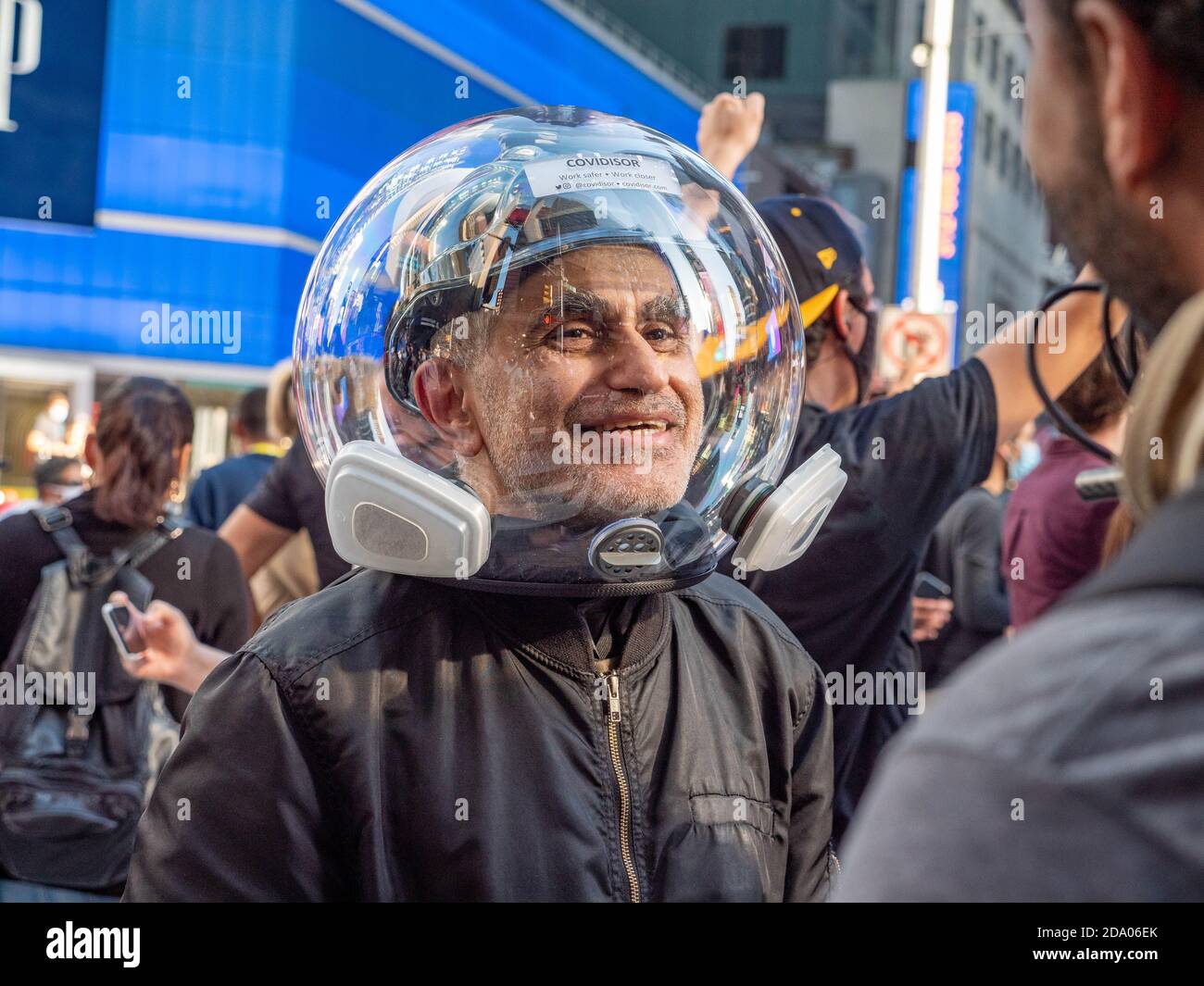 New York, New York, USA. 7th Nov, 2020. Man in Times Square at the ...