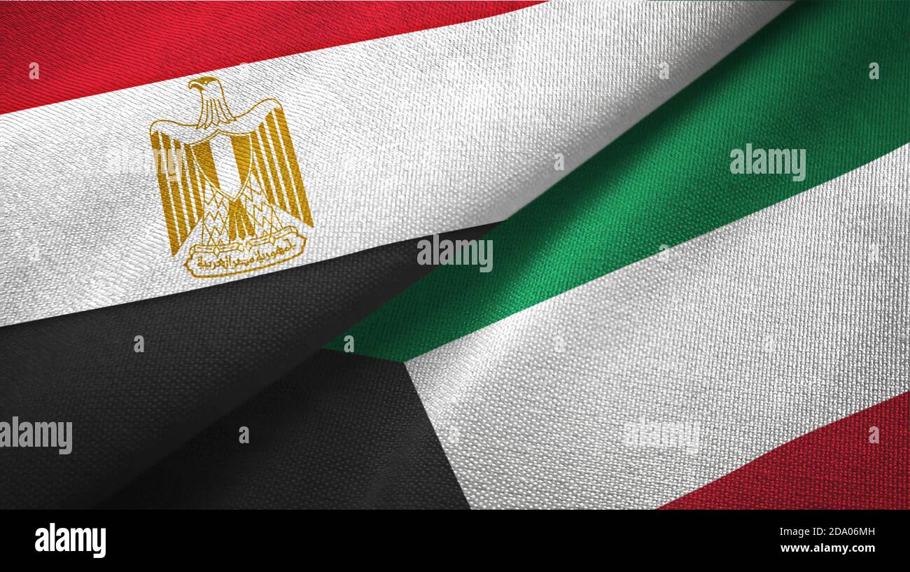 Egypt and Kuwait two flags textile cloth, fabric texture Stock Photo ...