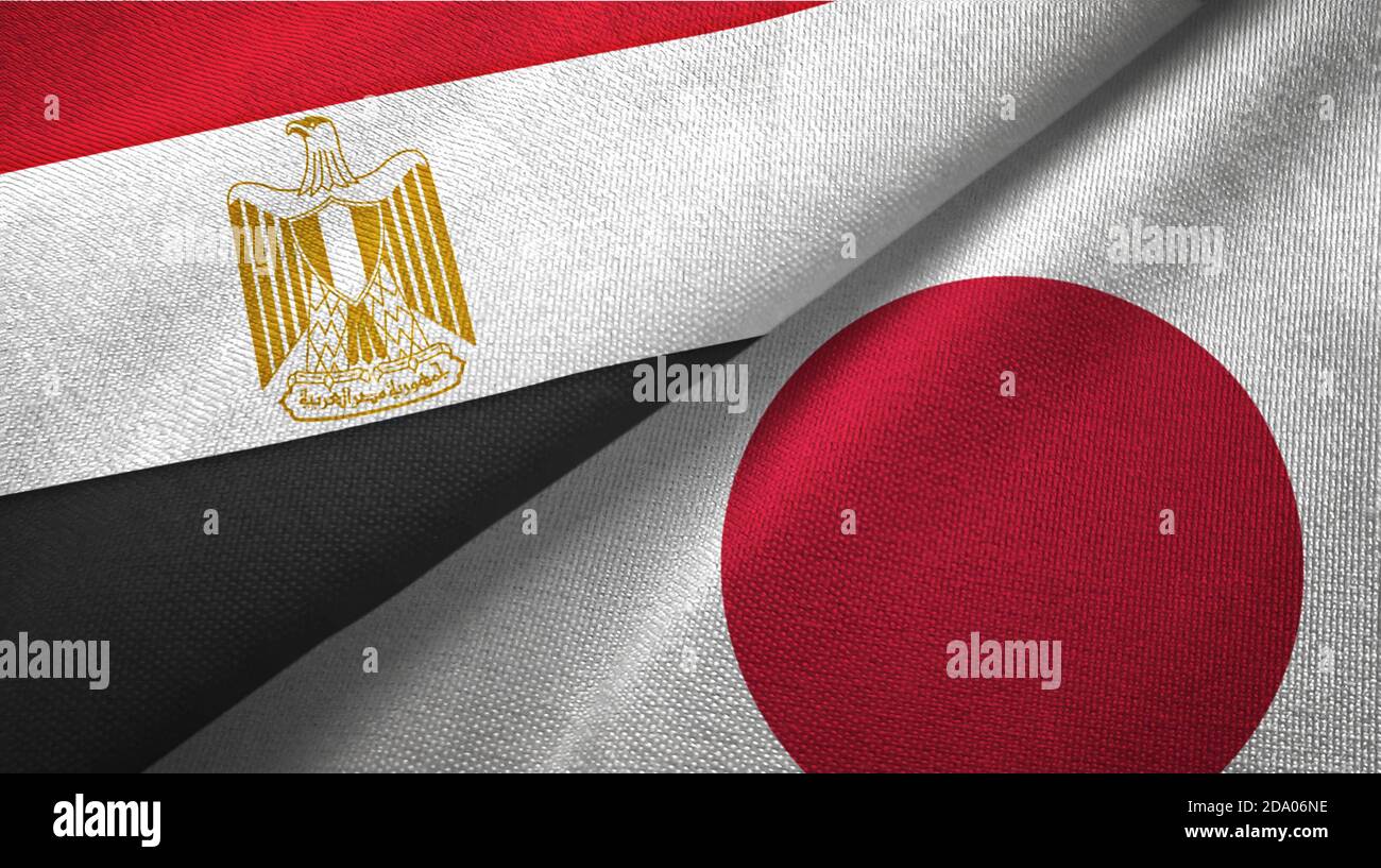 Egypt and Japan two flags textile cloth, fabric texture Stock Photo - Alamy