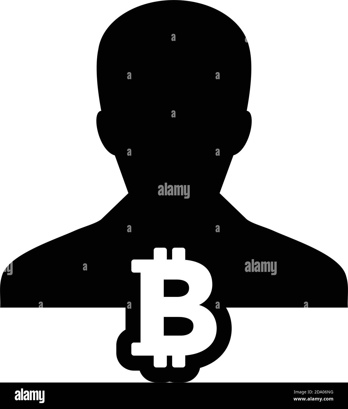 Cryptocurrency icon vector bitcoin blockchain with male person profile ...