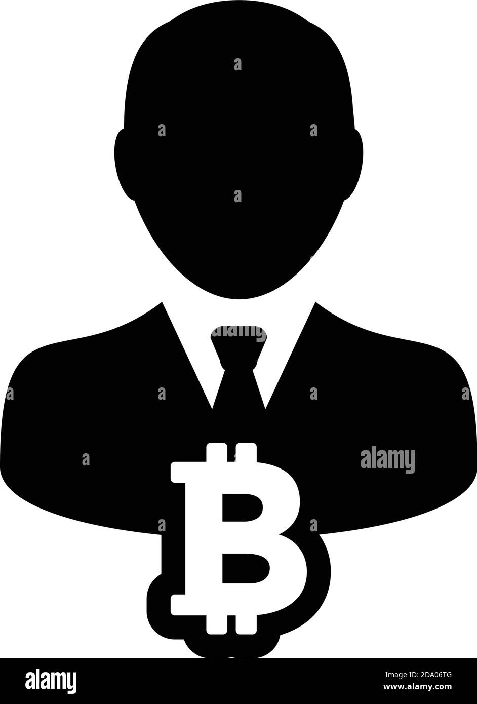 Bitcoin icon vector cryptocurrency symbol with male person profile ...