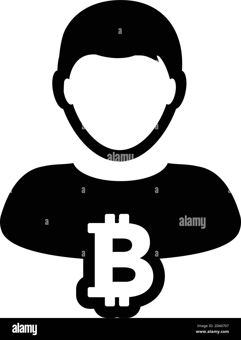 Crypto icon vector bitcoin digital currency symbol with male person ...