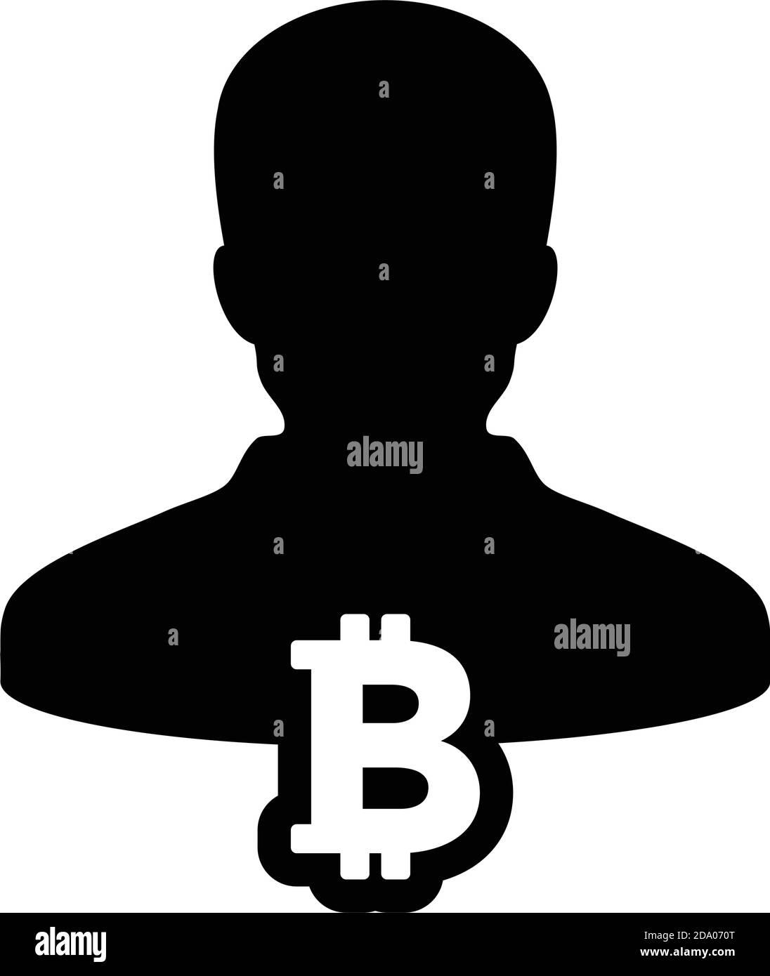 Bitcoin symbol icon vector blockchain cryptocurrency with male person ...