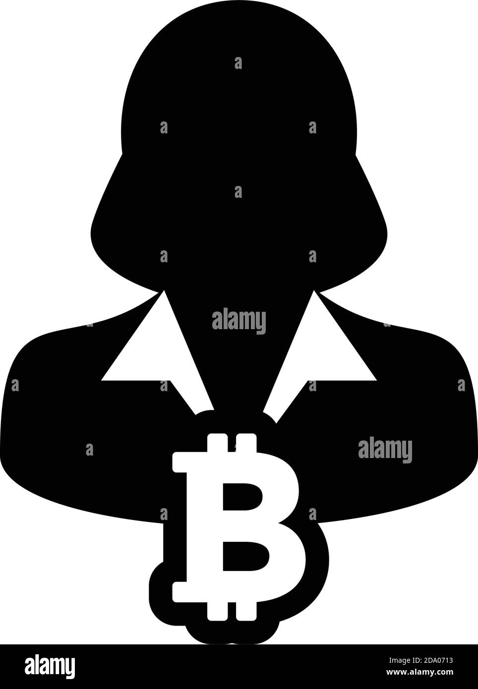 Bitcoin symbol icon vector blockchain cryptocurrency with female person ...