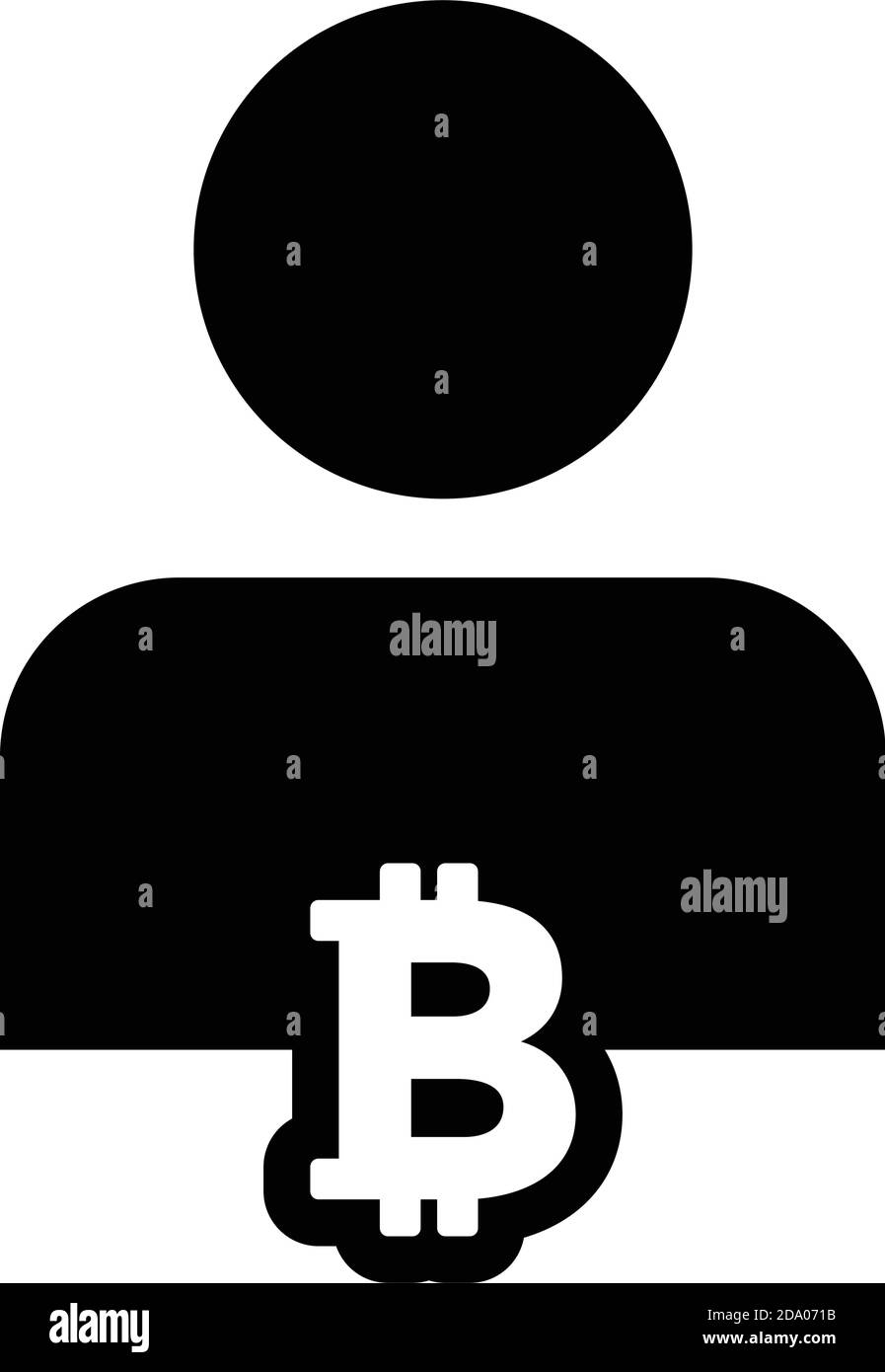 Currency icon vector bitcoin cryptocurrency blockchain with male person ...