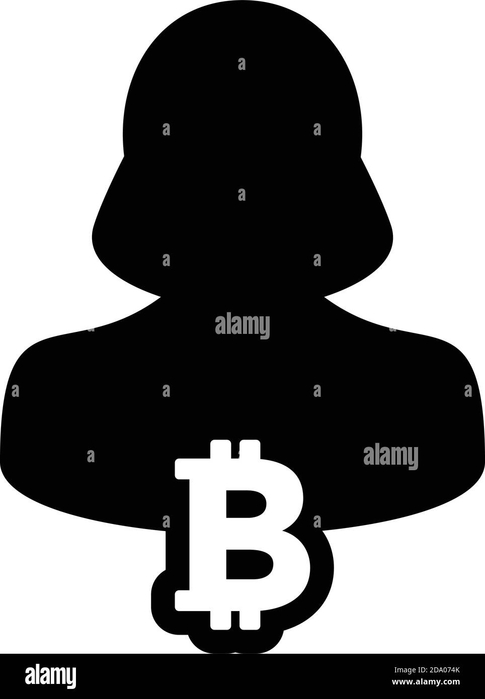 Cryptocurrency icon vector bitcoin blockchain with male person profile ...