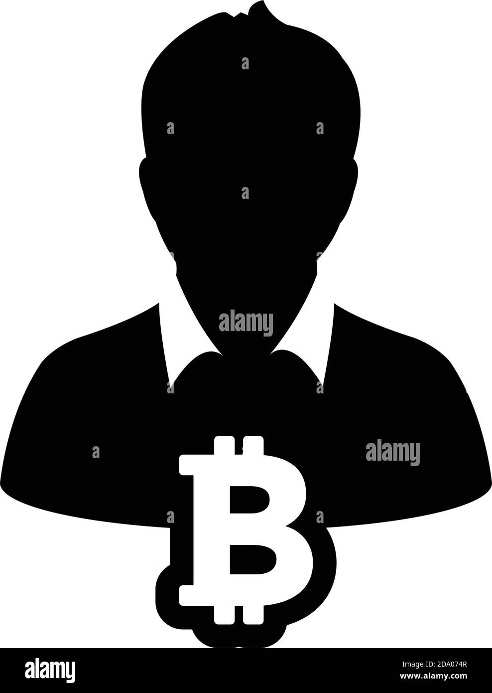 Blockchain icon vector for bitcoin cryptocurrency with male person ...