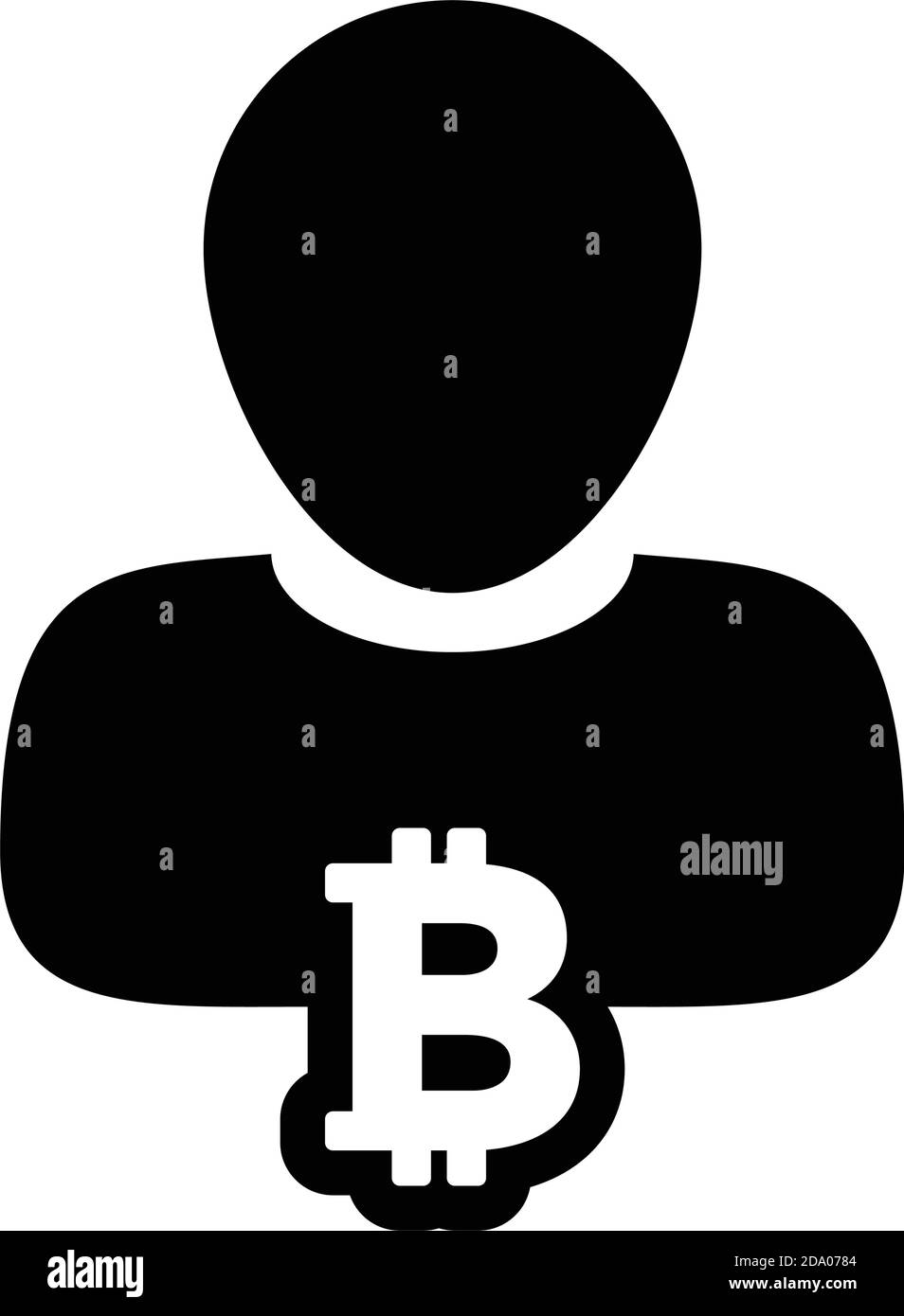 Bitcoin icon vector cryptocurrency symbol with male person profile ...