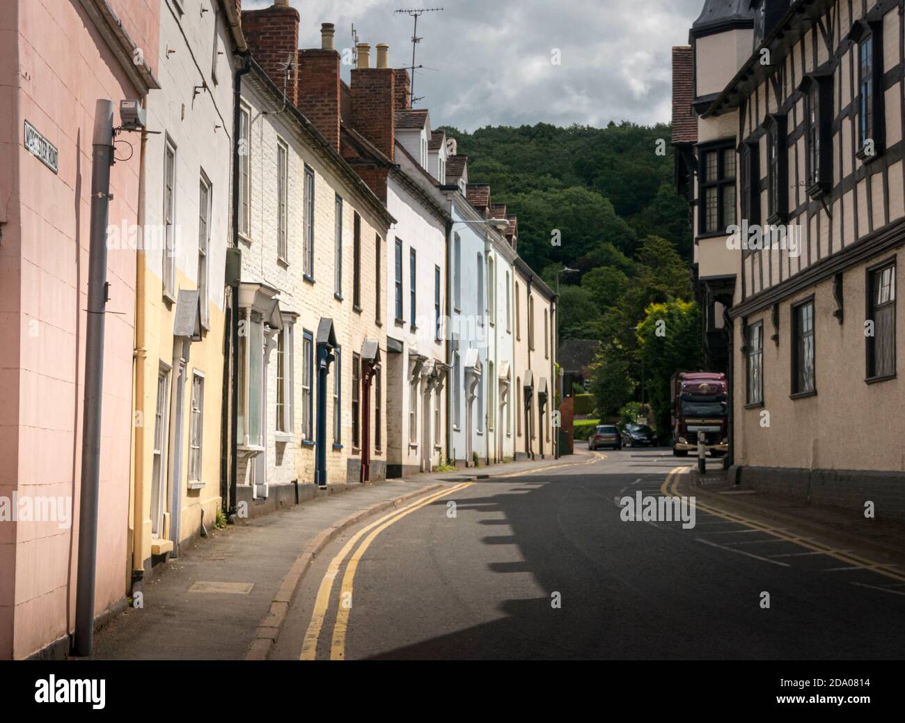 Street view of the ancient market town of Ledbury, Herefordshire, UK ...