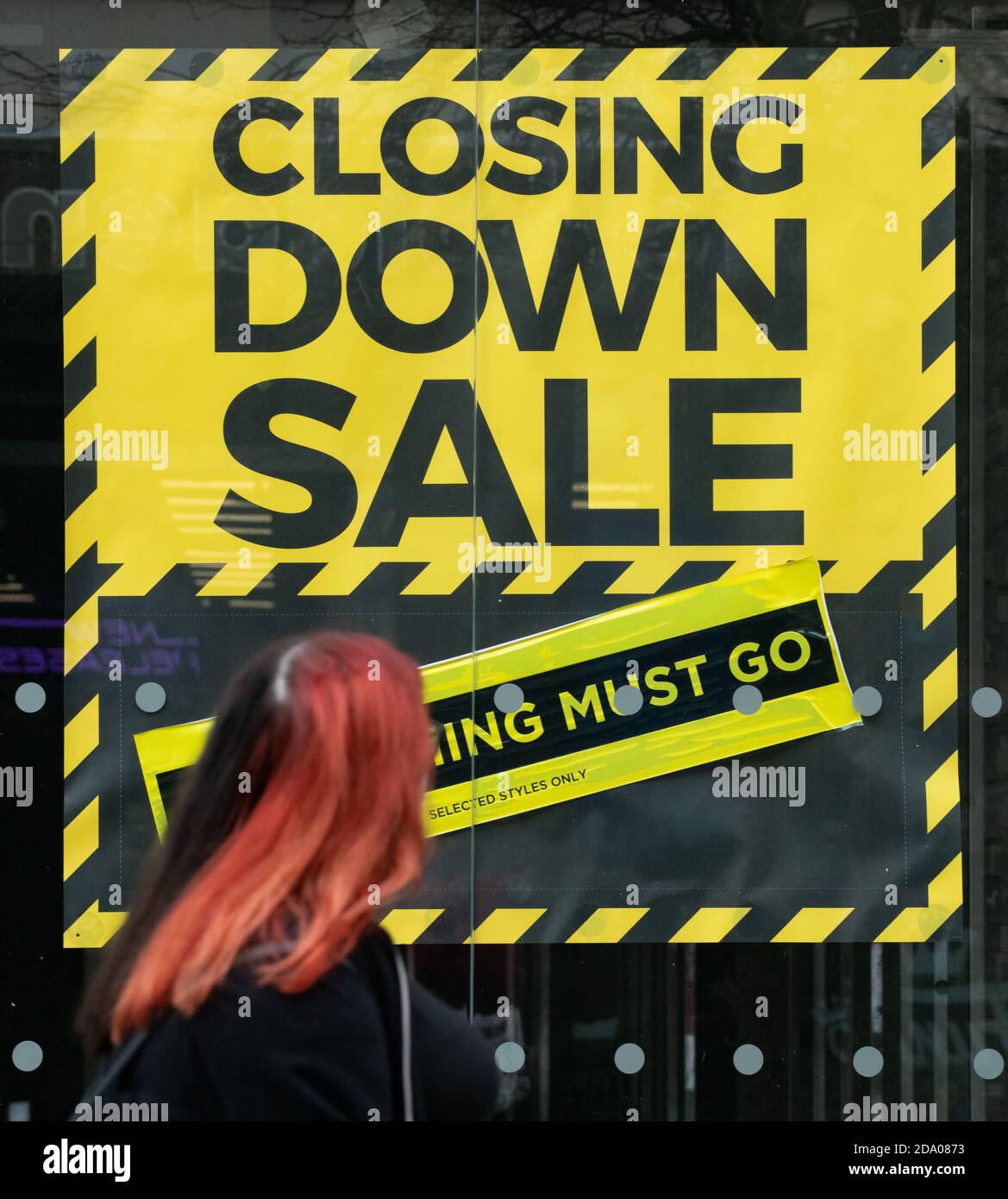 Closing Down Sale sign on windows of closed shop, Glasgow, Scotland, UK ...