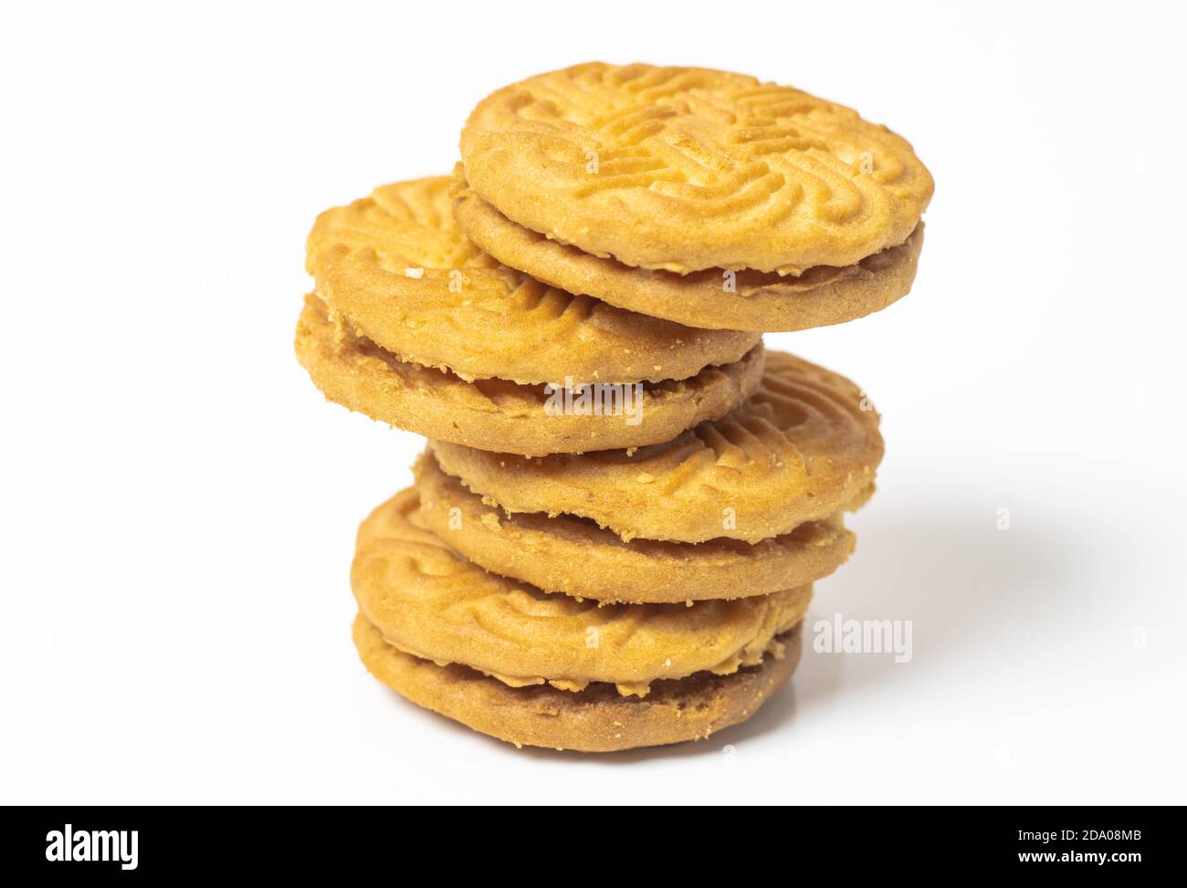 A stack of delicious rounded creamy biscuits close up look isolated on ...