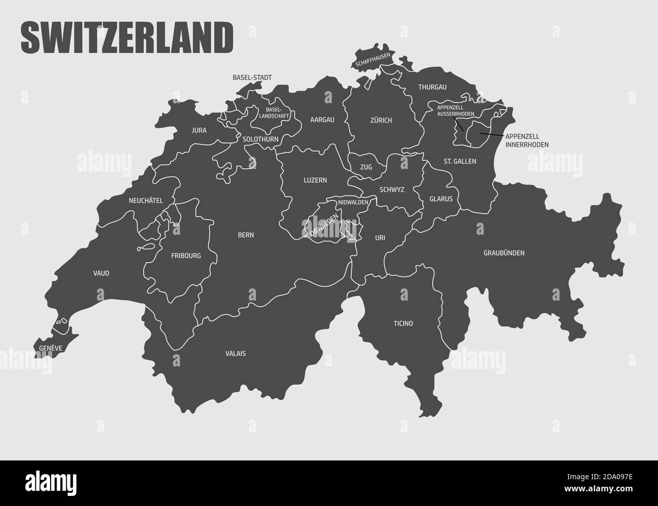 Switzerland cantons map Stock Vector Image & Art - Alamy