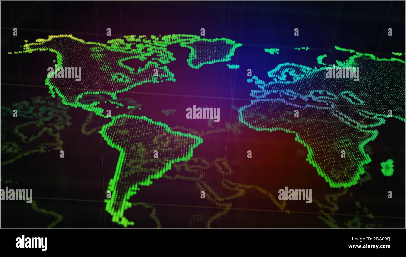 Abstract dotted World Map. Flat Earth Graph 3d illustration Stock Photo ...