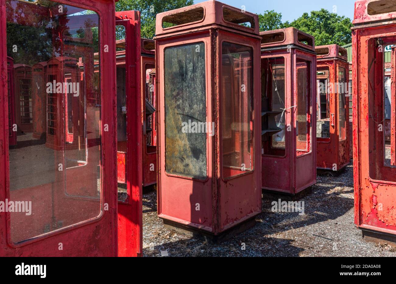 Old red phone boxes Stock Photo - Alamy