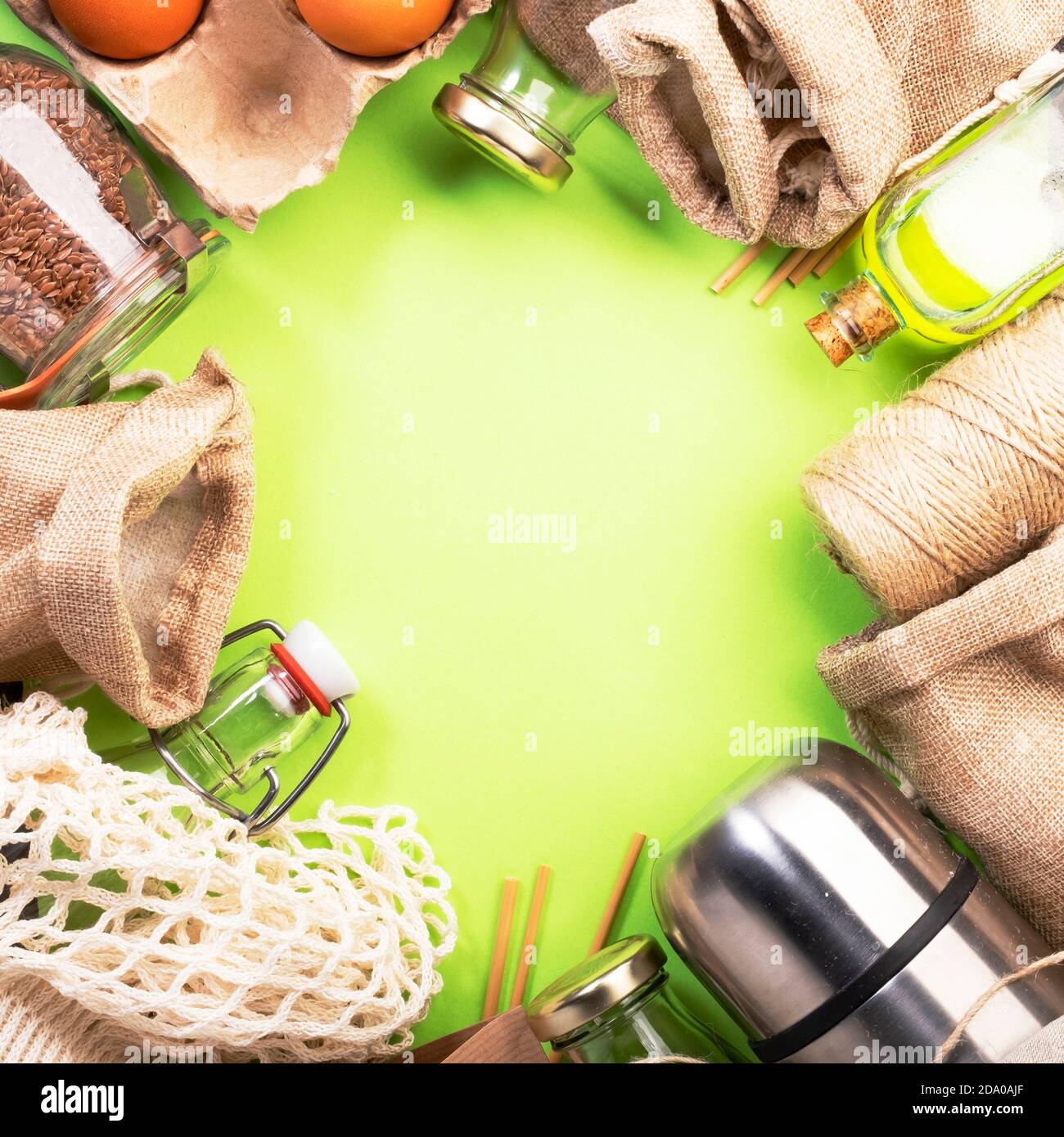 Zero waste, plastic free and sustainable lifestyle concept. Recyclable ...