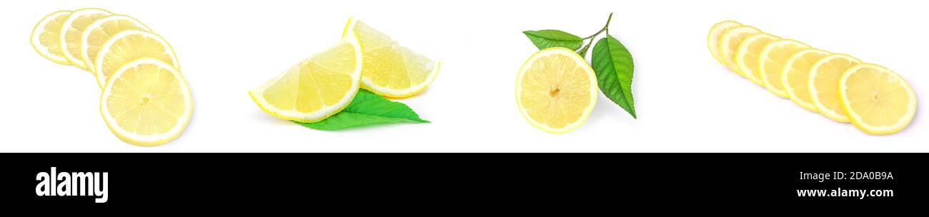 Collage of lemons isolated on a white background cutout Stock Photo - Alamy