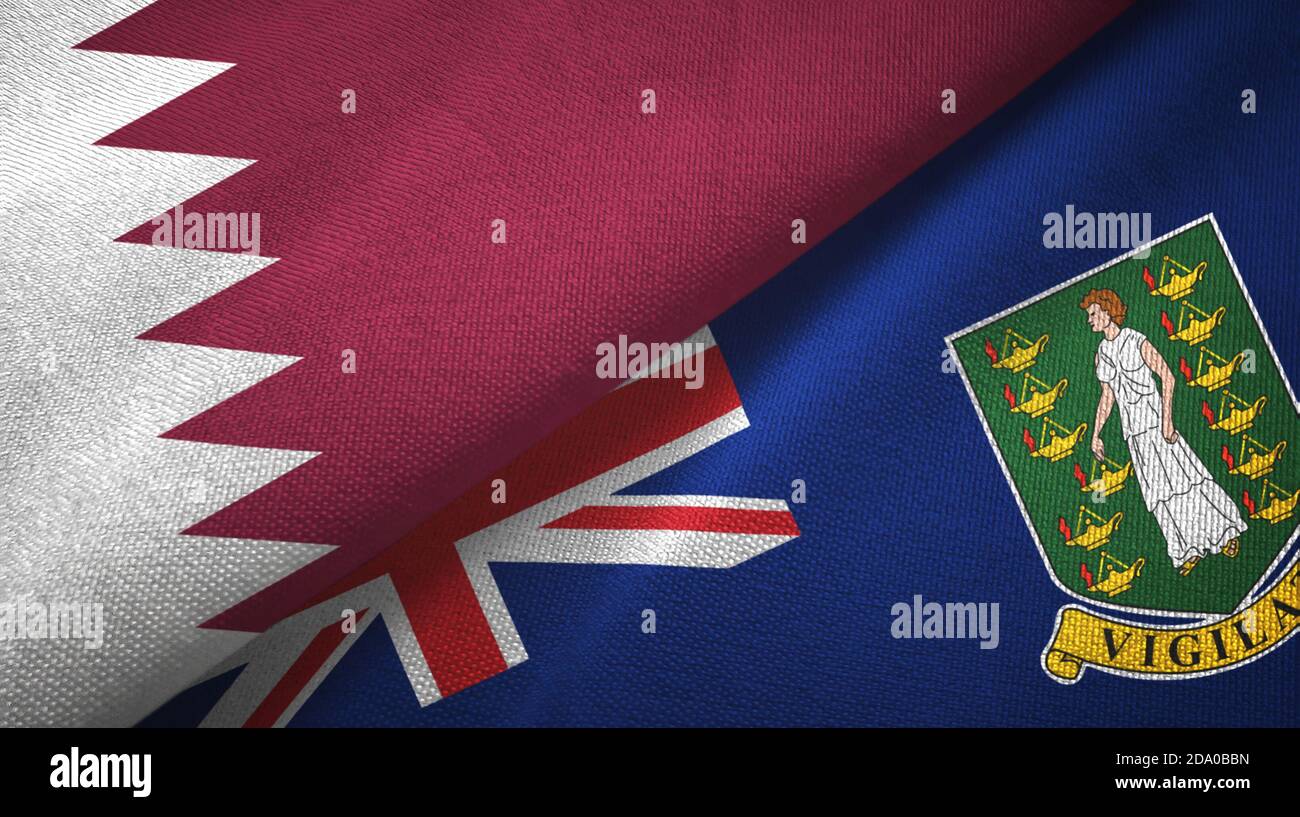 Qatar and Virgin Islands British two flags textile cloth, fabric ...