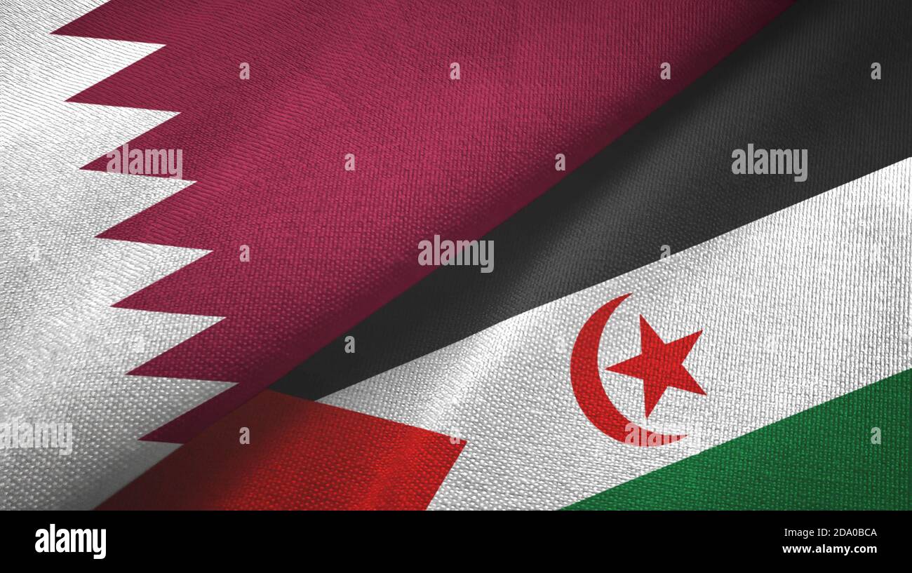 Qatar and Western Sahara two flags textile cloth, fabric texture Stock ...