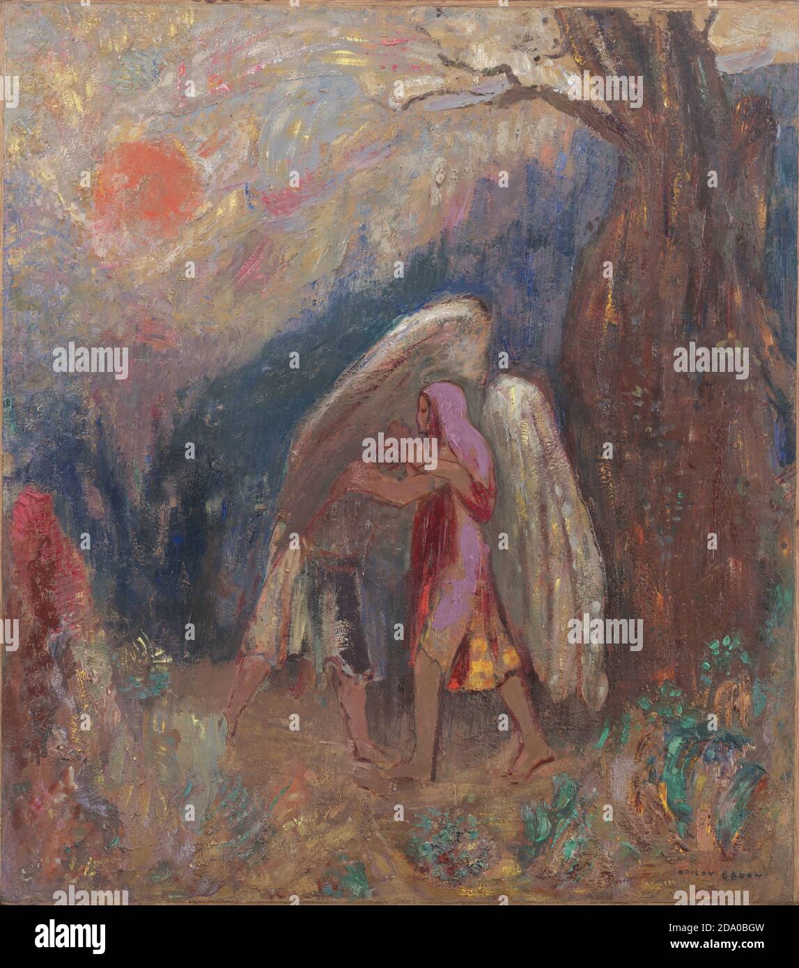 Odilon Redon - Jacob and the Angel. C 1907. Famous painting. High ...