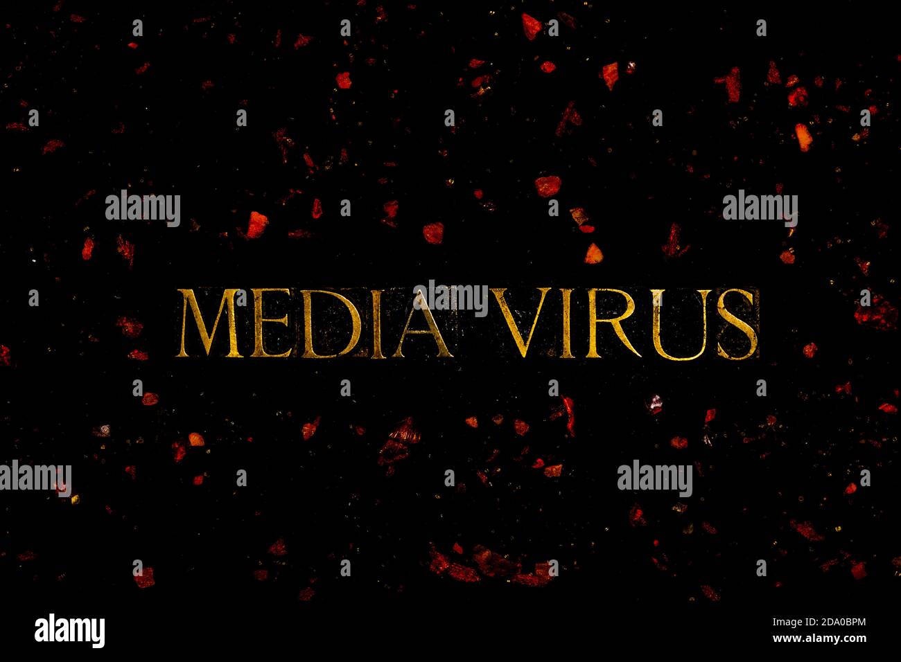 Media Virus text in neon letters on black background with red virus ...
