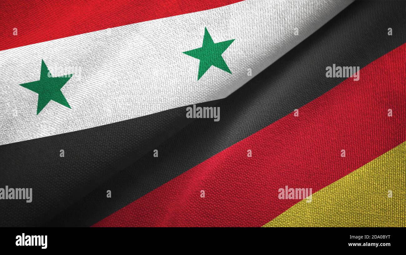 Syria and Germany two flags textile cloth, fabric texture Stock Photo ...