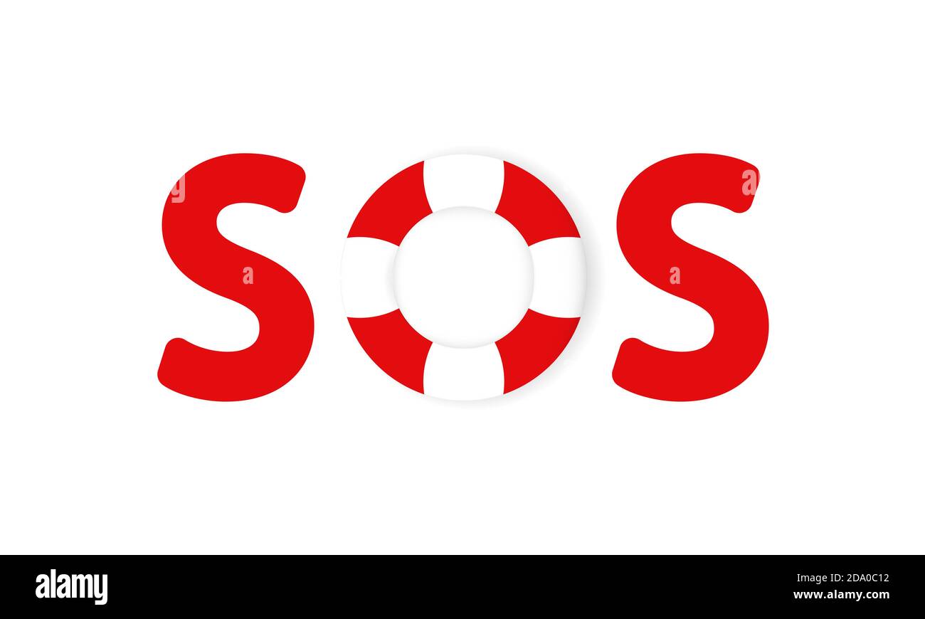 SOS illustration. Lifebouy isolated concept. Rescue sign. Vector on ...