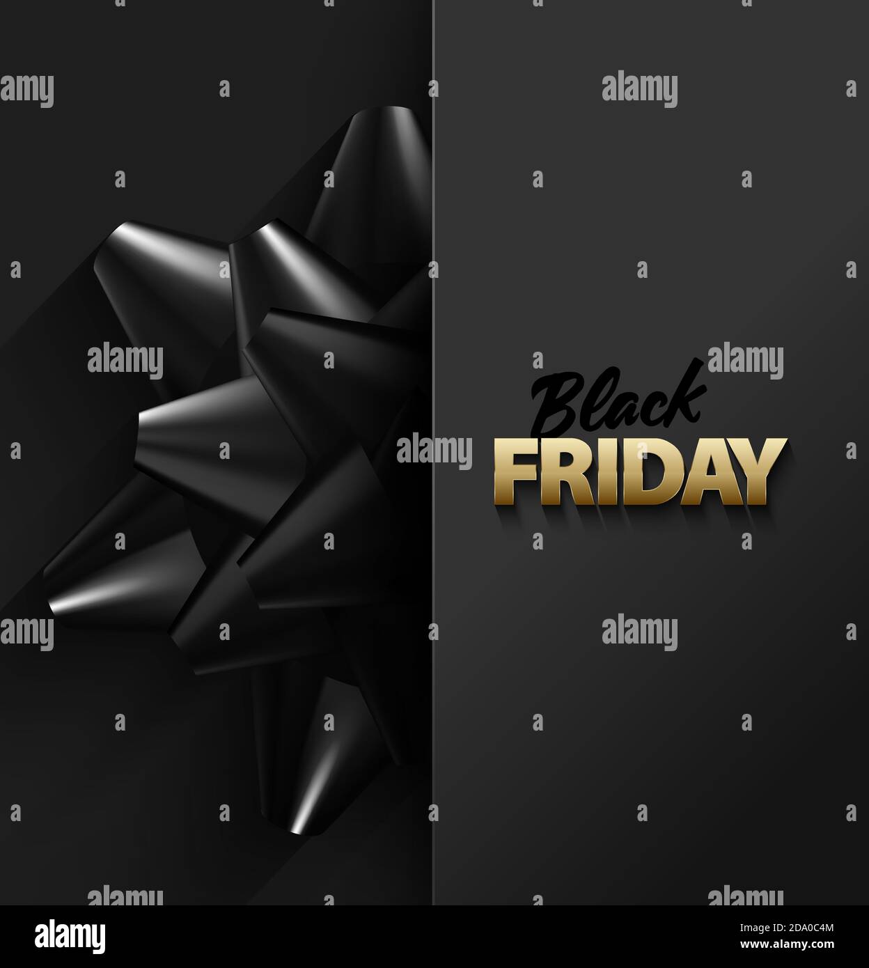 Black Friday Sale vector banner on black background. Half side with ...
