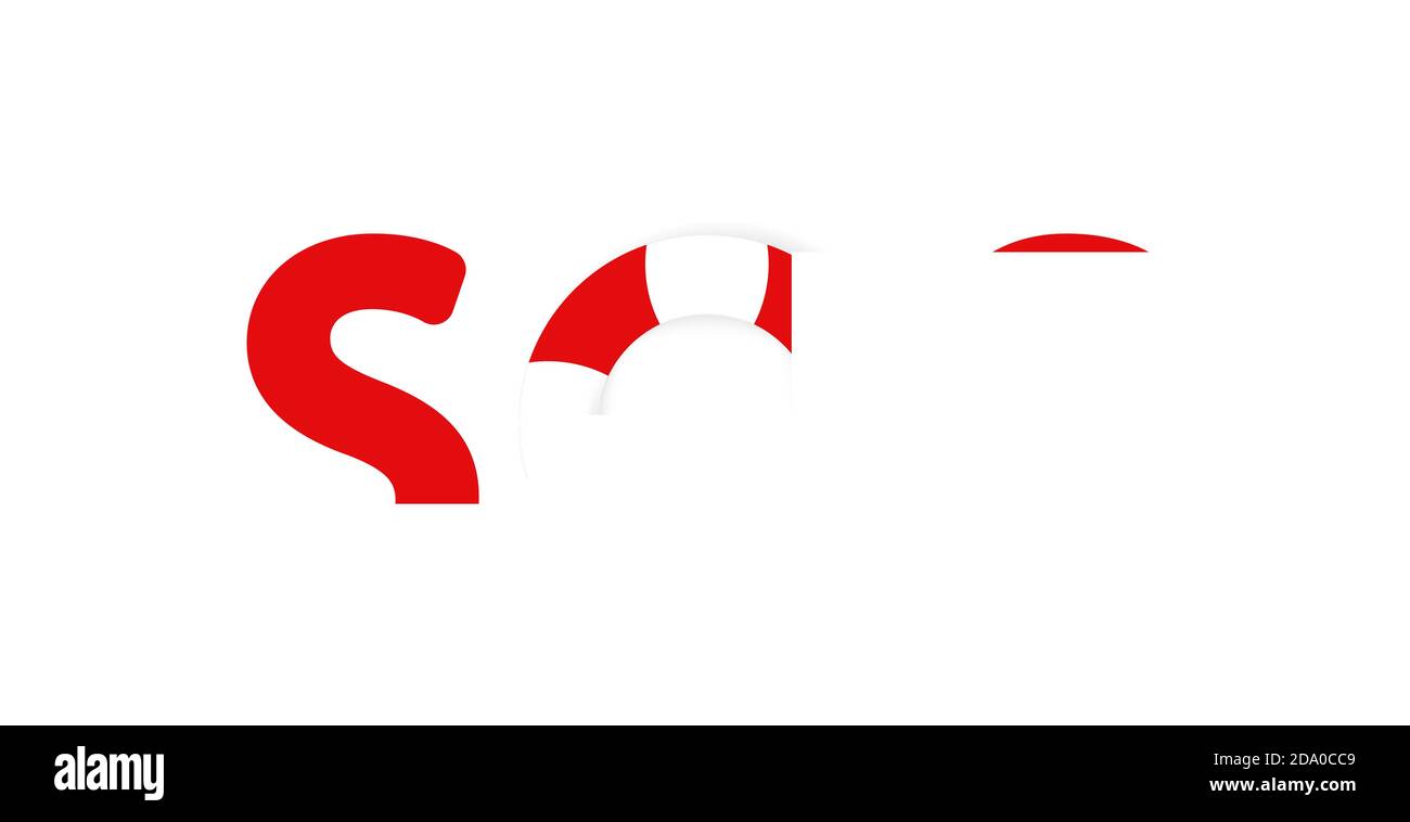 SOS illustration. Lifebouy isolated concept. Rescue sign. Vector on ...