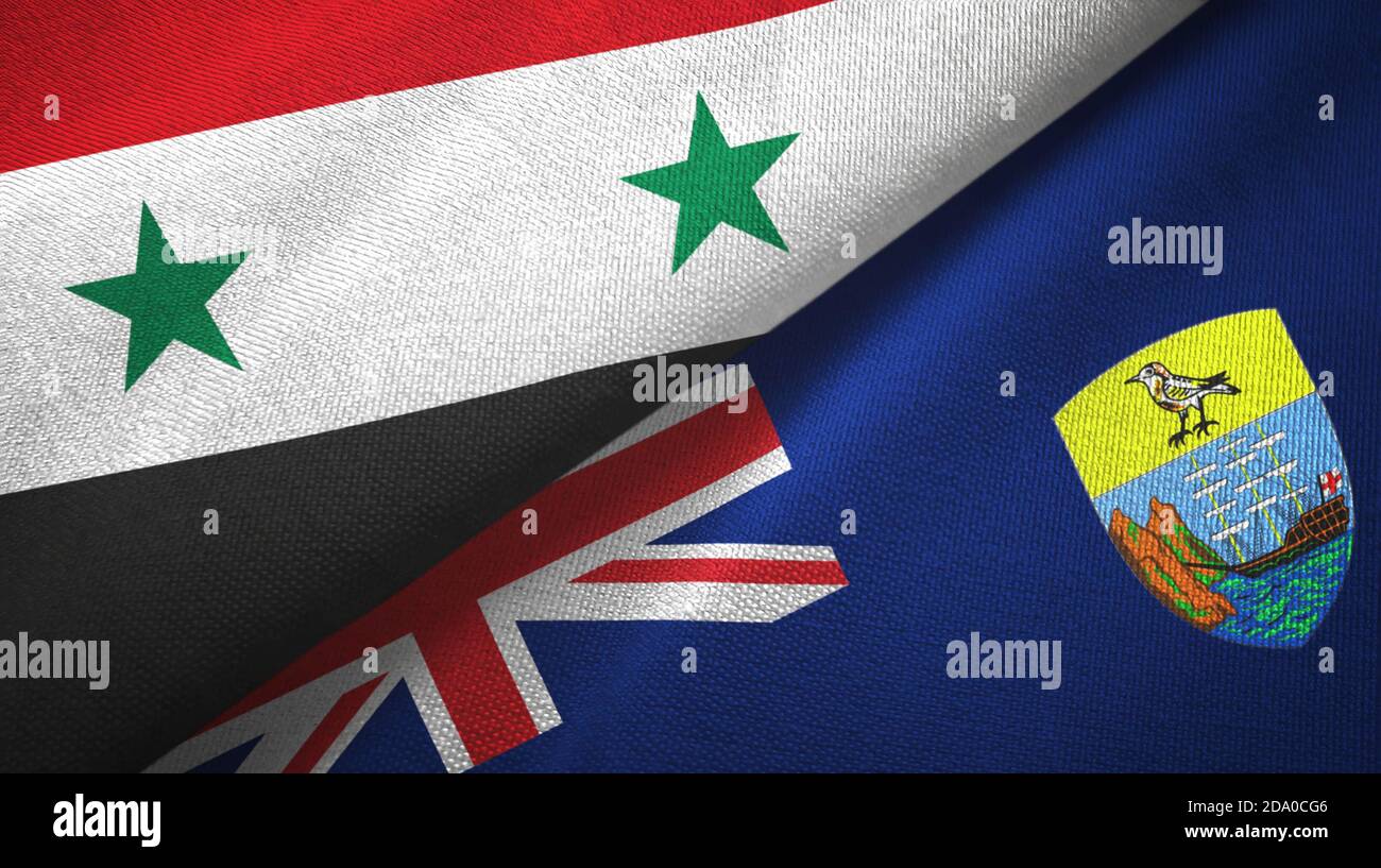 Syria and Saint Helena two flags textile cloth, fabric texture Stock ...