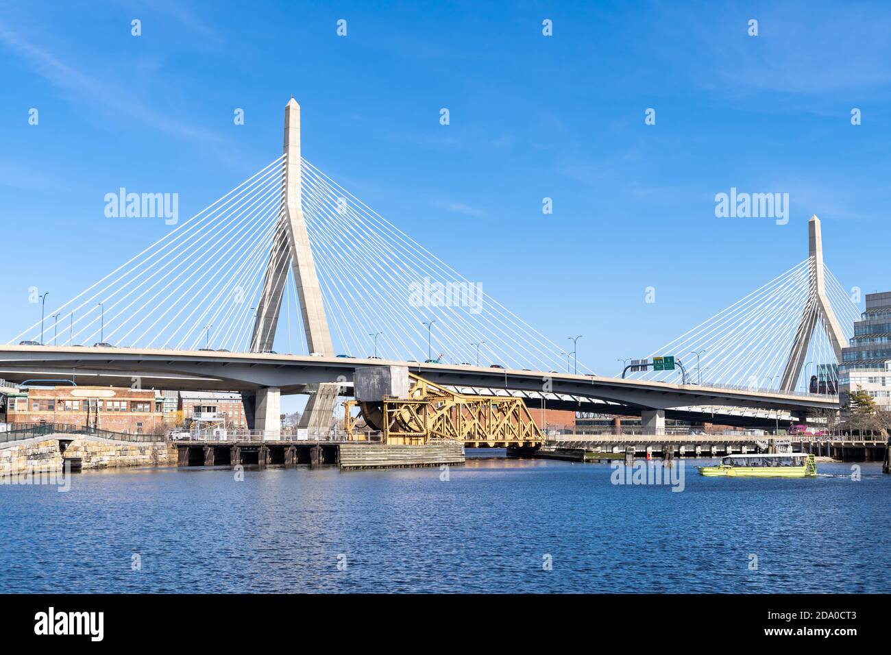 Boston Zakim bridge at Boston downtown MA USA Stock Photo - Alamy