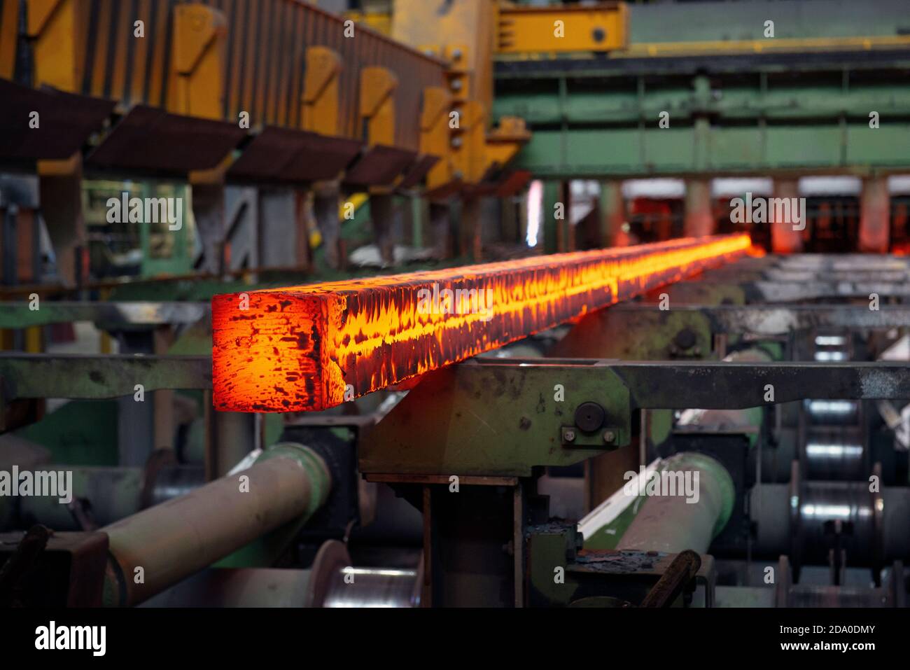 Steel production in electric furnaces. Sparks of molten steel. Electric ...
