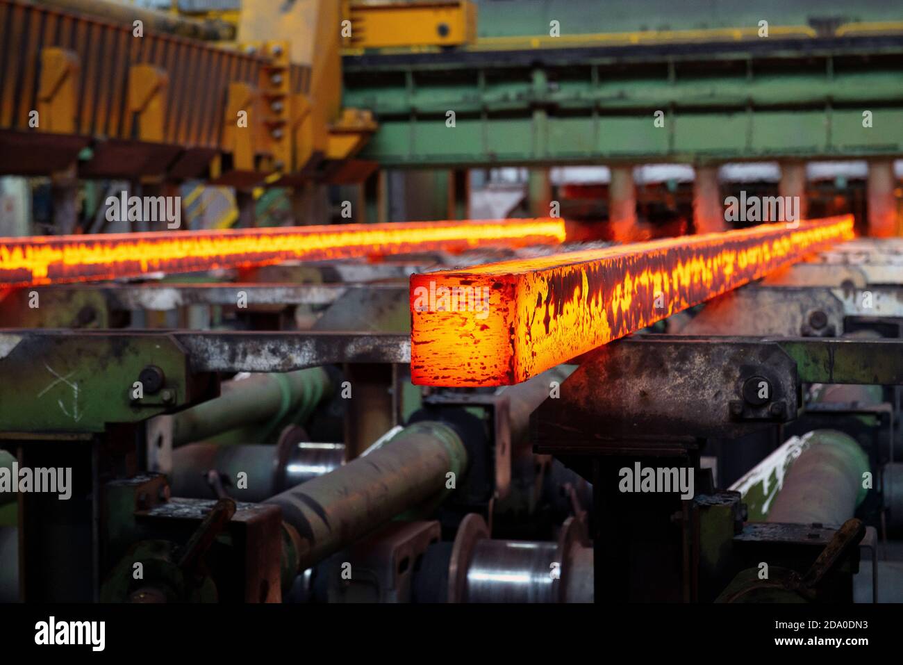 Steel production in electric furnaces. Sparks of molten steel. Electric ...
