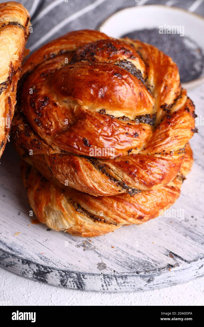 homemade poppy seed buns for dessert Stock Photo - Alamy