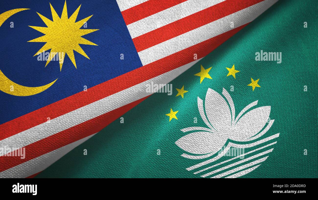 Malaysia and Macau two flags textile cloth, fabric texture Stock Photo - Alamy