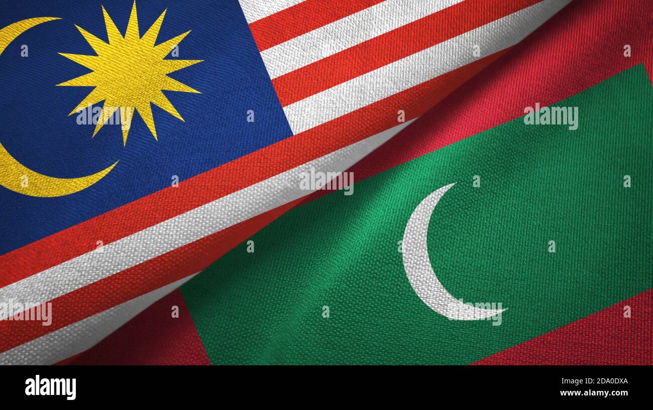 Malaysia and Maldives two flags textile cloth, fabric texture Stock ...