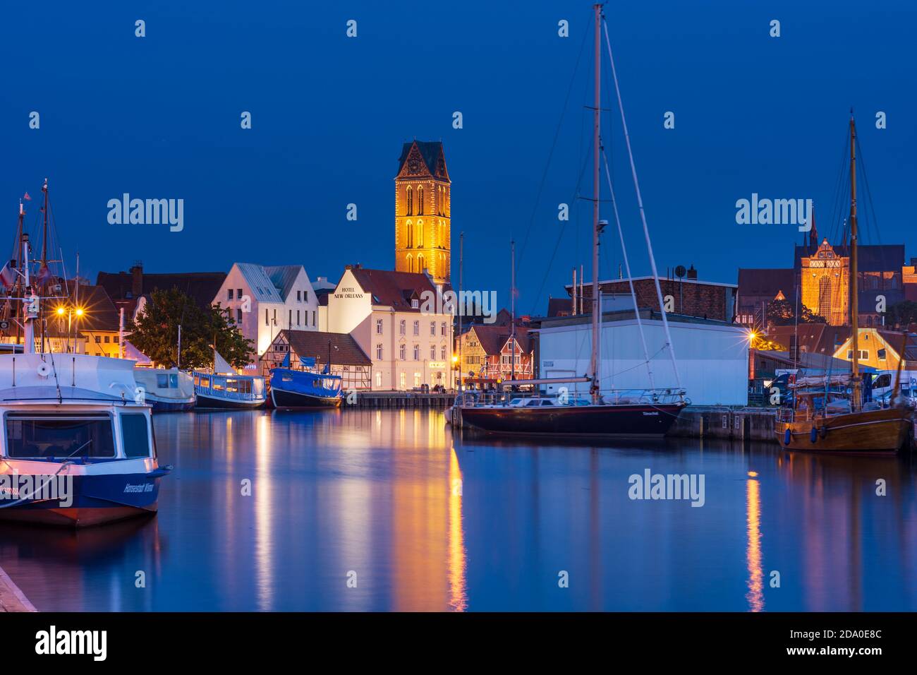 Wismar: Alter Hafen (Old Port), remaining tower of the church ...