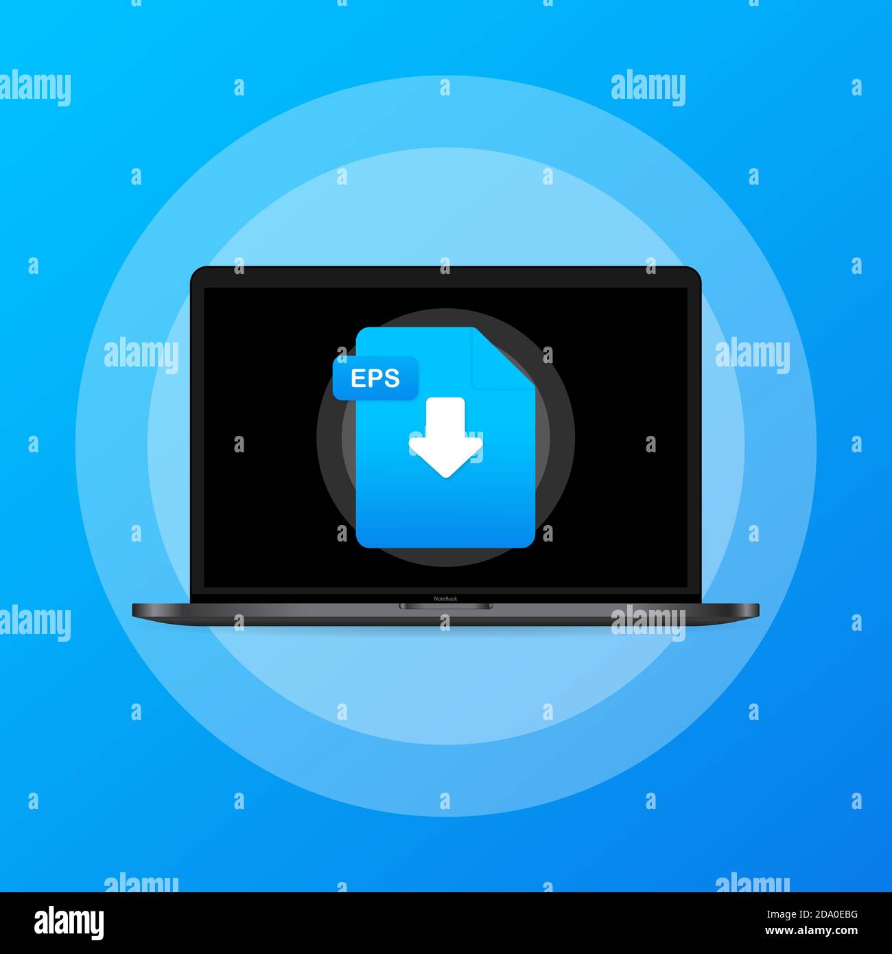 Laptop and download EPS file icon. Document downloading concept. EPS ...
