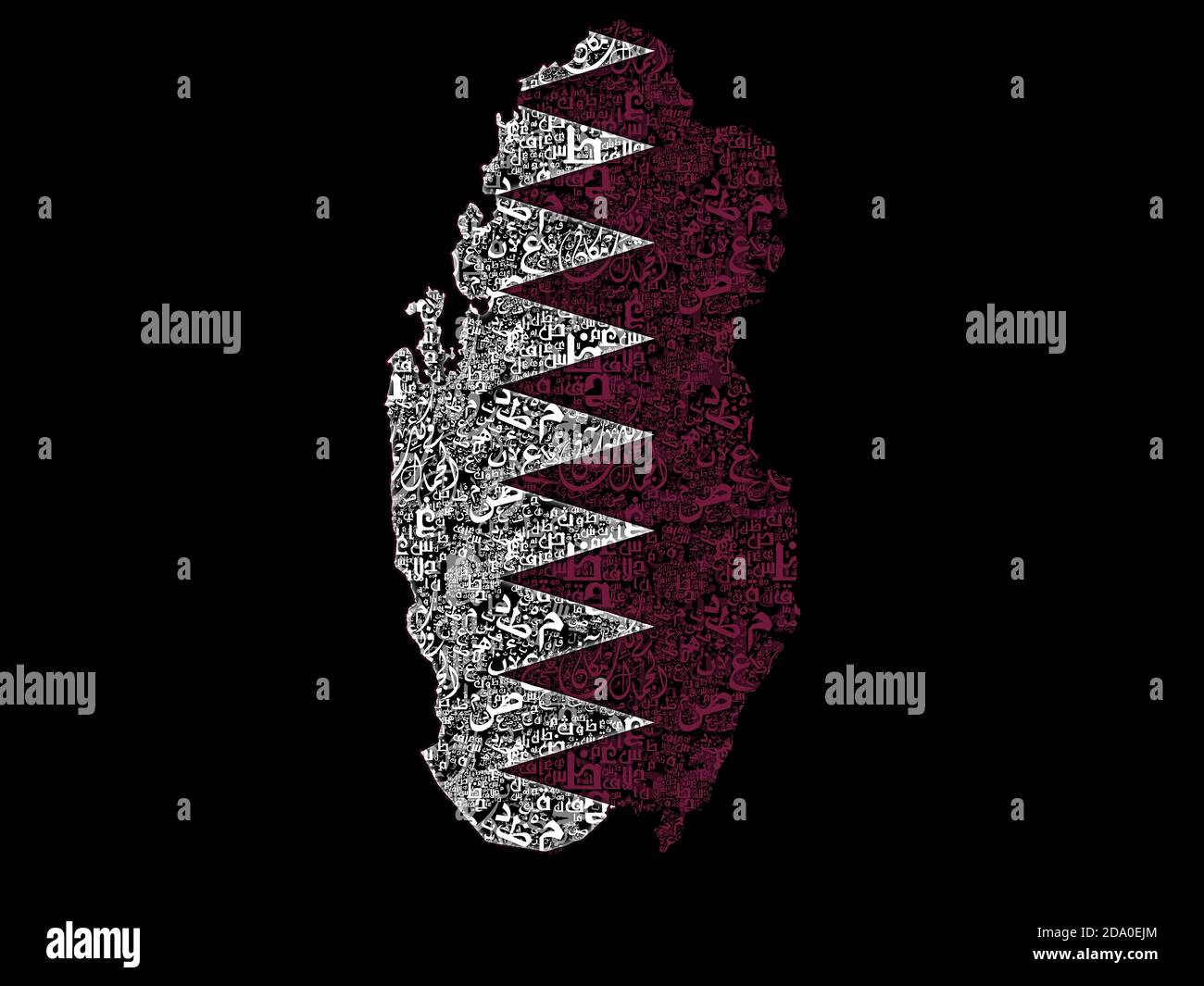 Map of Qatar with the flag of the Arab typography Stock Photo - Alamy