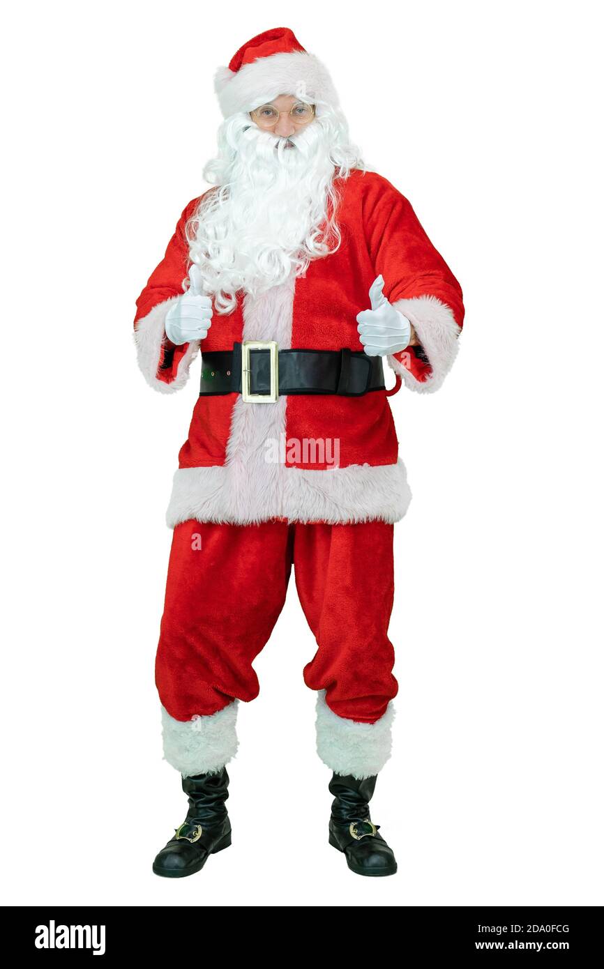 Santa shows thumb fingers up. Full body Santa Claus is showing thumb ...
