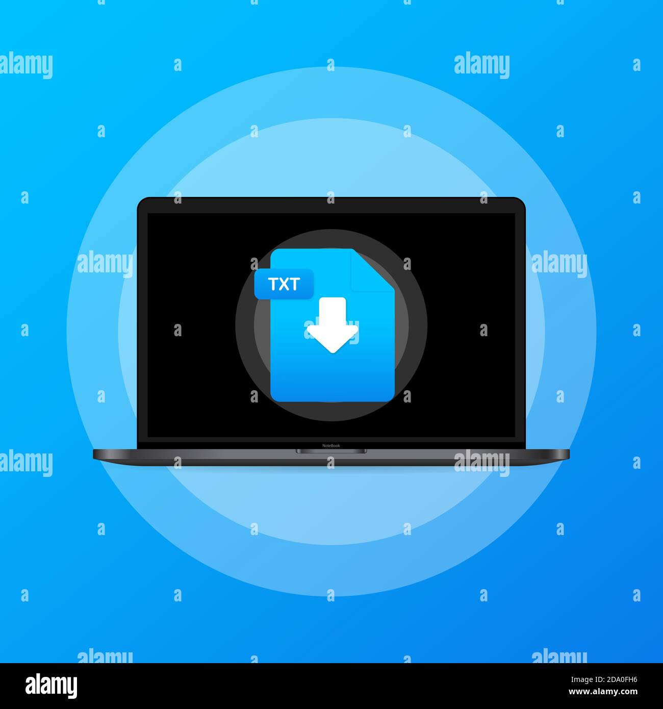 Laptop and download TXT file icon. Document downloading concept. TXT ...