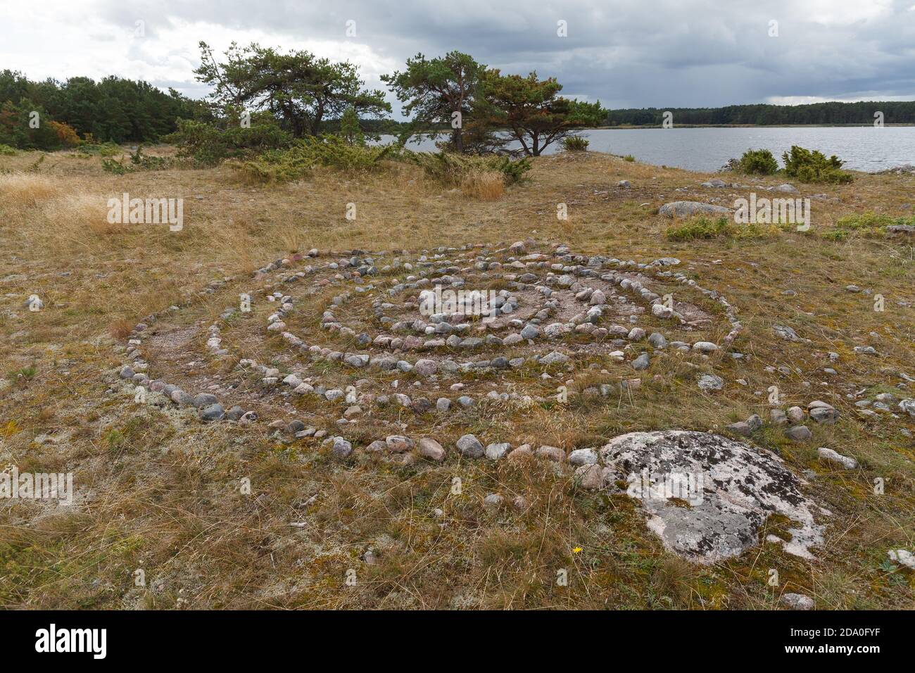 Ancient stone labyrinth on the island in Baltic sea Stock Photo - Alamy