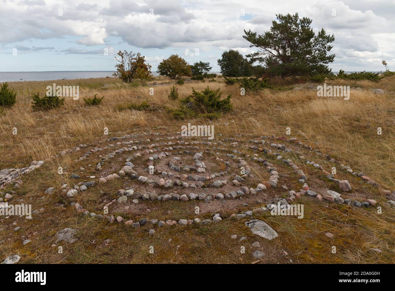 Ancient stone labyrinth on the island in Baltic sea Stock Photo - Alamy
