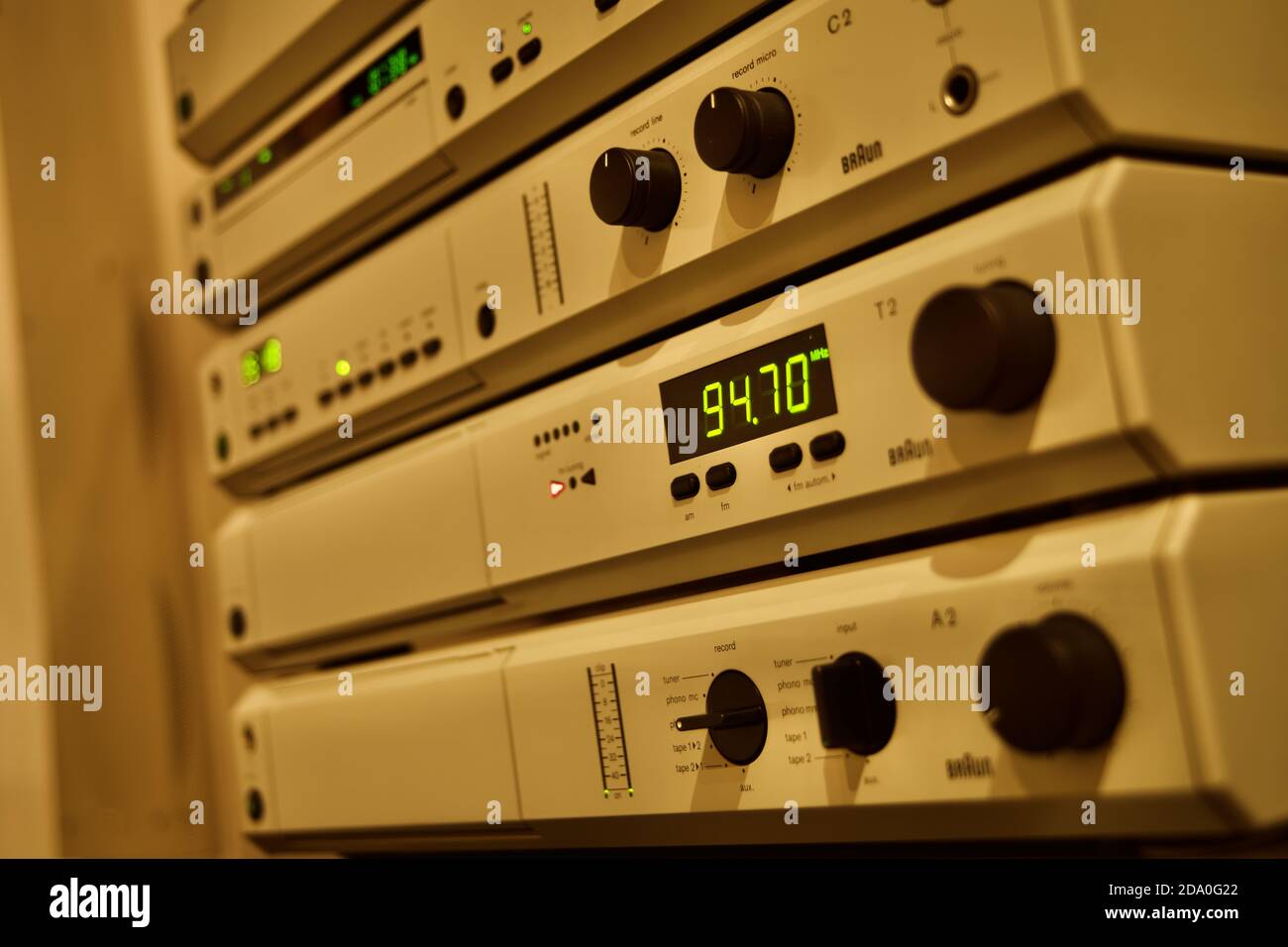 Braun Hi-Fi system in bright grey Stock Photo - Alamy