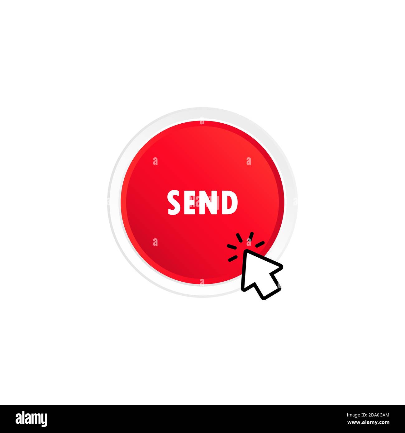Cursor clicking send button icon. Vector on isolated white background ... Cursor clicking send button icon. Vector on isolated white background ...