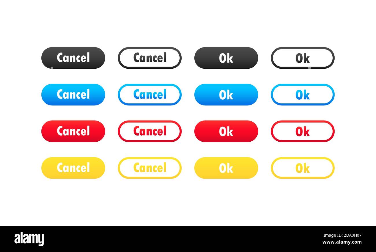 Ok and cancel buttons. Buttons with symbols for web and ui design ...