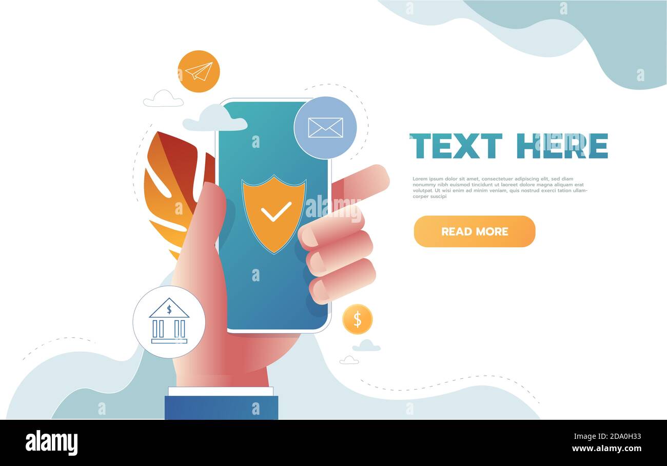 Concept data protection, internet security for web page, banner, presentation, social media ...