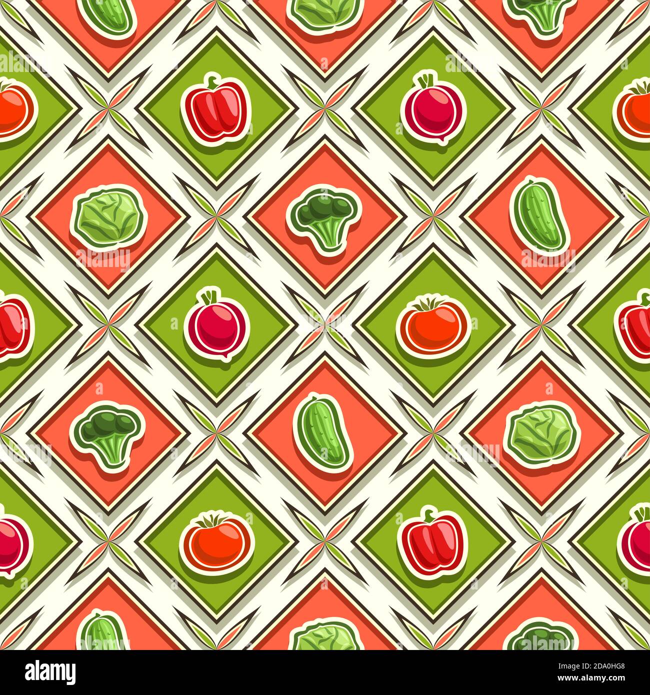 Vector Vegetable Seamless Pattern, square repeating background ...