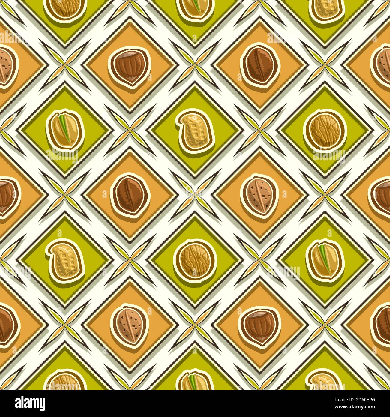Vector Nut Seamless Pattern, square repeating nut background, isolated ...
